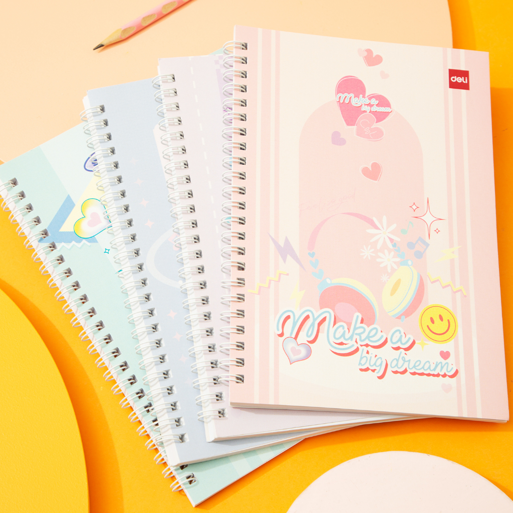 Deli Classic Style A5 Spiral Notebook 60 sheets Student Line Notebook ...