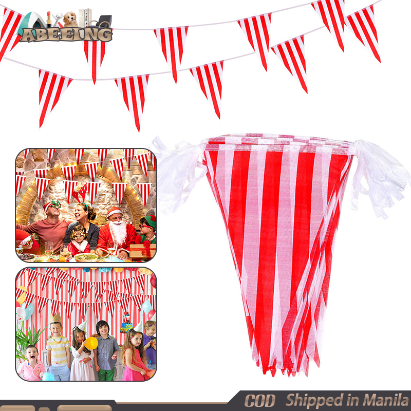 10 Meter Red White Fiesta Flag Triangle Bunting Flags Party Grand ...
