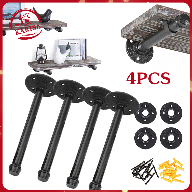 4Pcs Wall Mounted Pipe Shelf Bracket With Screw for DIY Floating ...