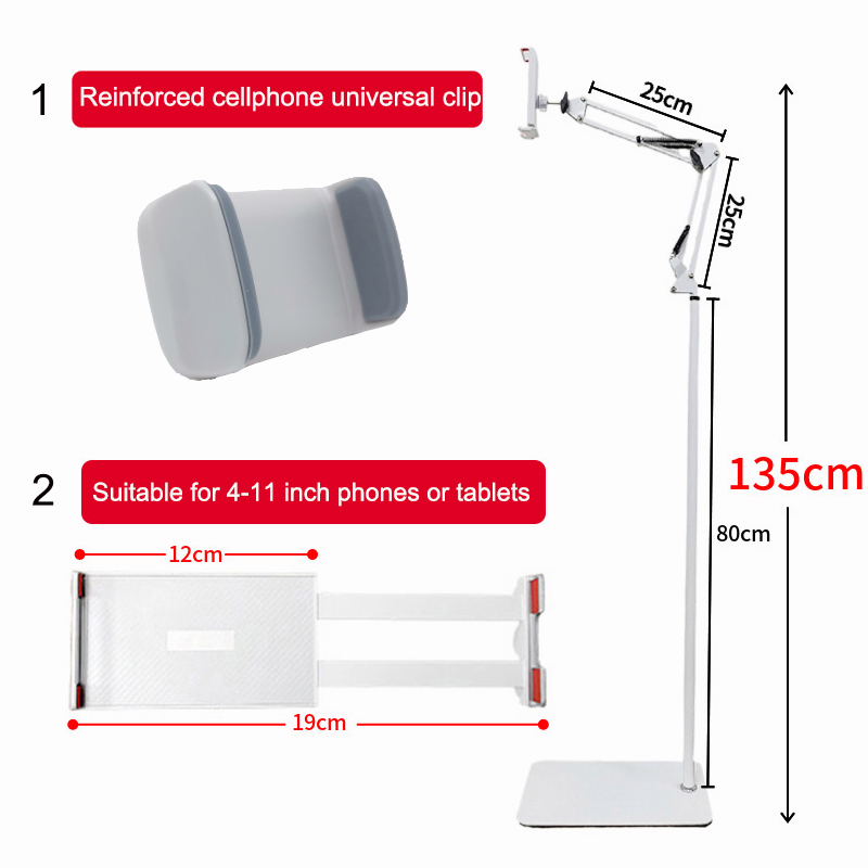 Mechanical cantilever floor phone stand holder carbon steel lazy long ...