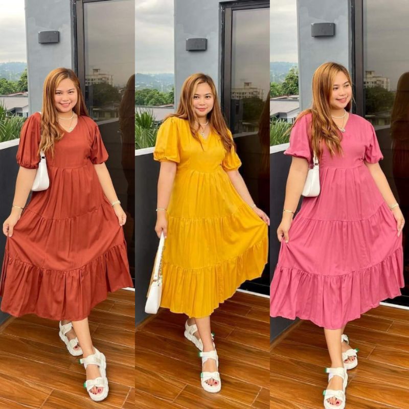 Casual Challis Dress For Women Below the Knee Medium to XL Fit | Shopee ...