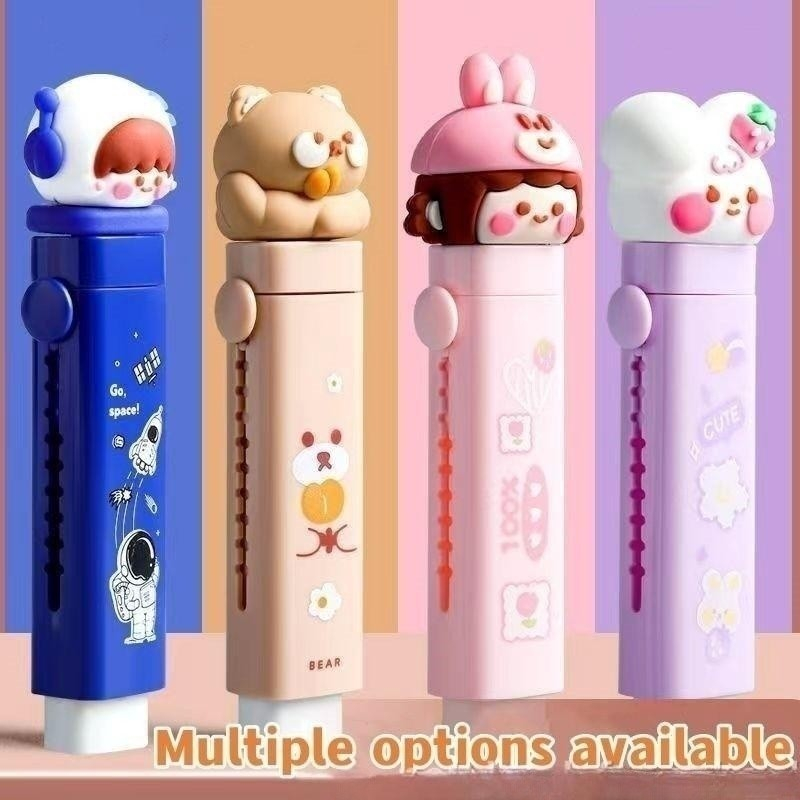 Cute Cartoon Pencil Eraser Retractable Pen Shape Eraser Student ...