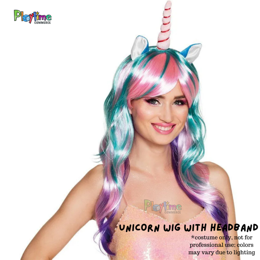 Unicorn Wig with Headband Tail Halloween Costumes Party Idea Cosplay ...