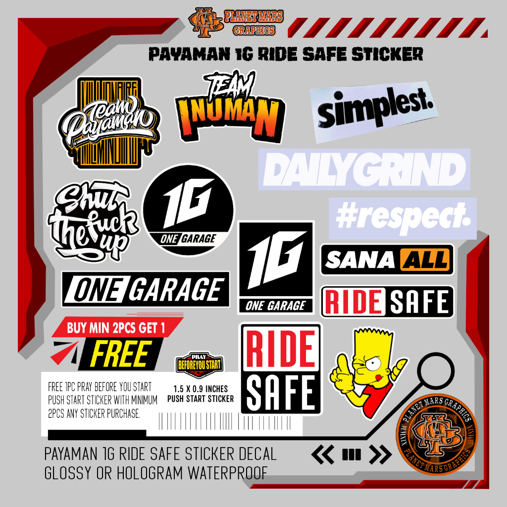 Payaman 1G Ridesafe Vinyl Sticker SOLD PER PIECE Waterproof | Shopee ...