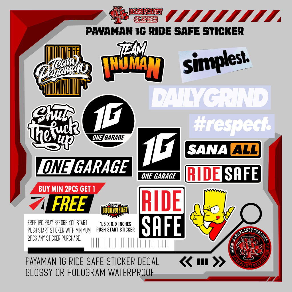 Payaman 1G Ride Safe Vinyl Sticker SOLD PER PIECE Waterproof | Shopee ...