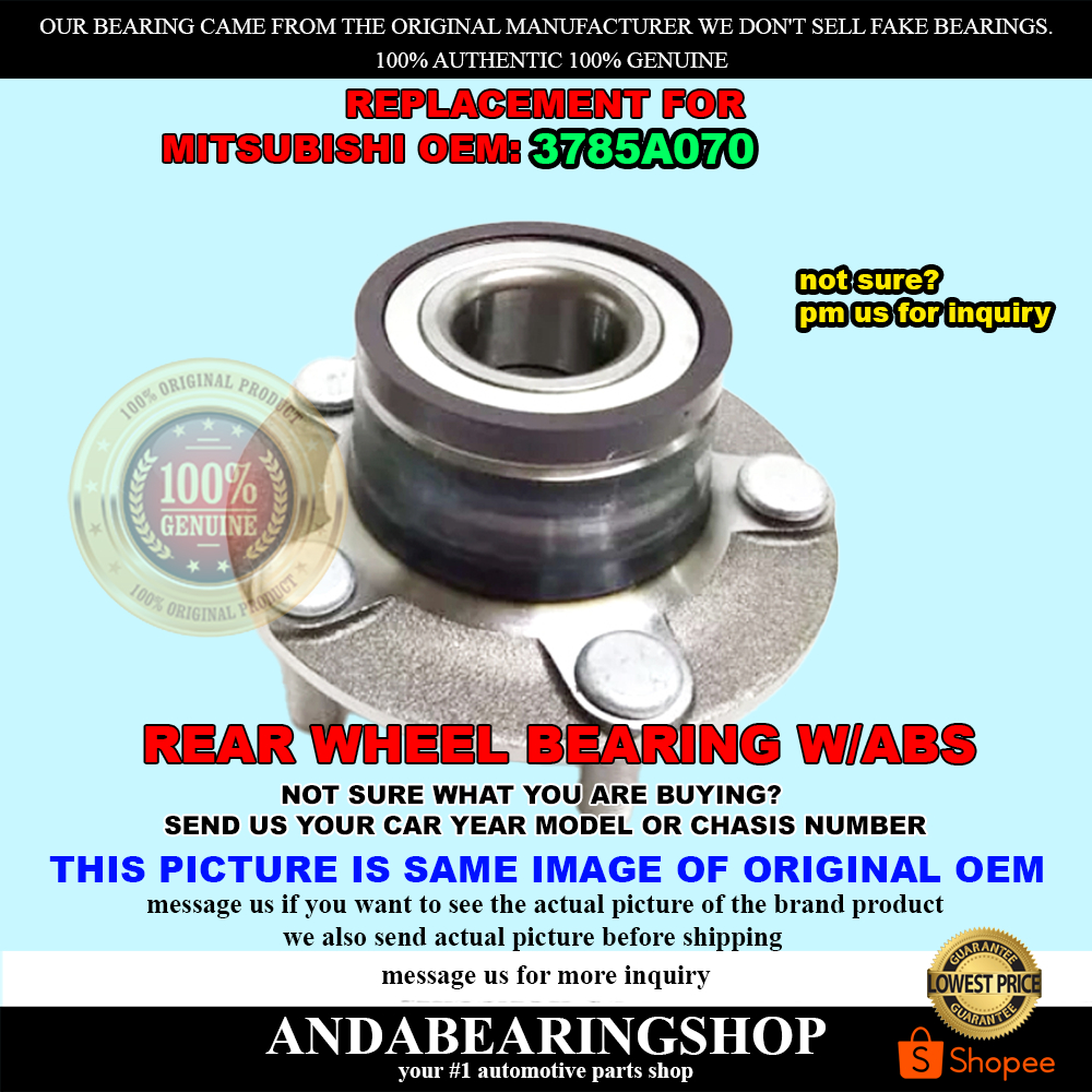 MITSUBISHI XPANDER GLS 2019 - 2023 REAR WHEEL HUB W/ABS OEM: 3785A070 ...