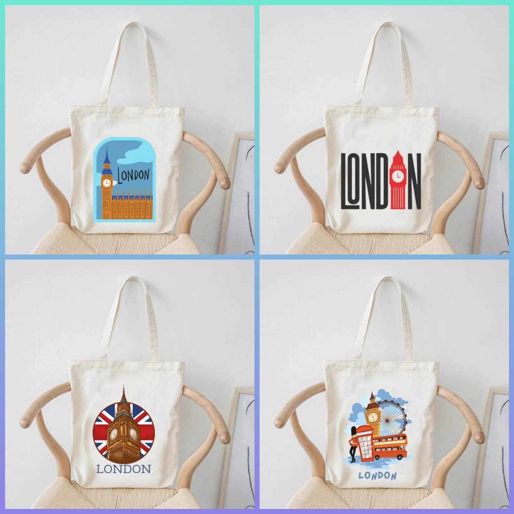 LONDON TOTE BAG DESIGNS KATSA CANVAS SOUVENIR GIFT IDEAS | Shopee ...
