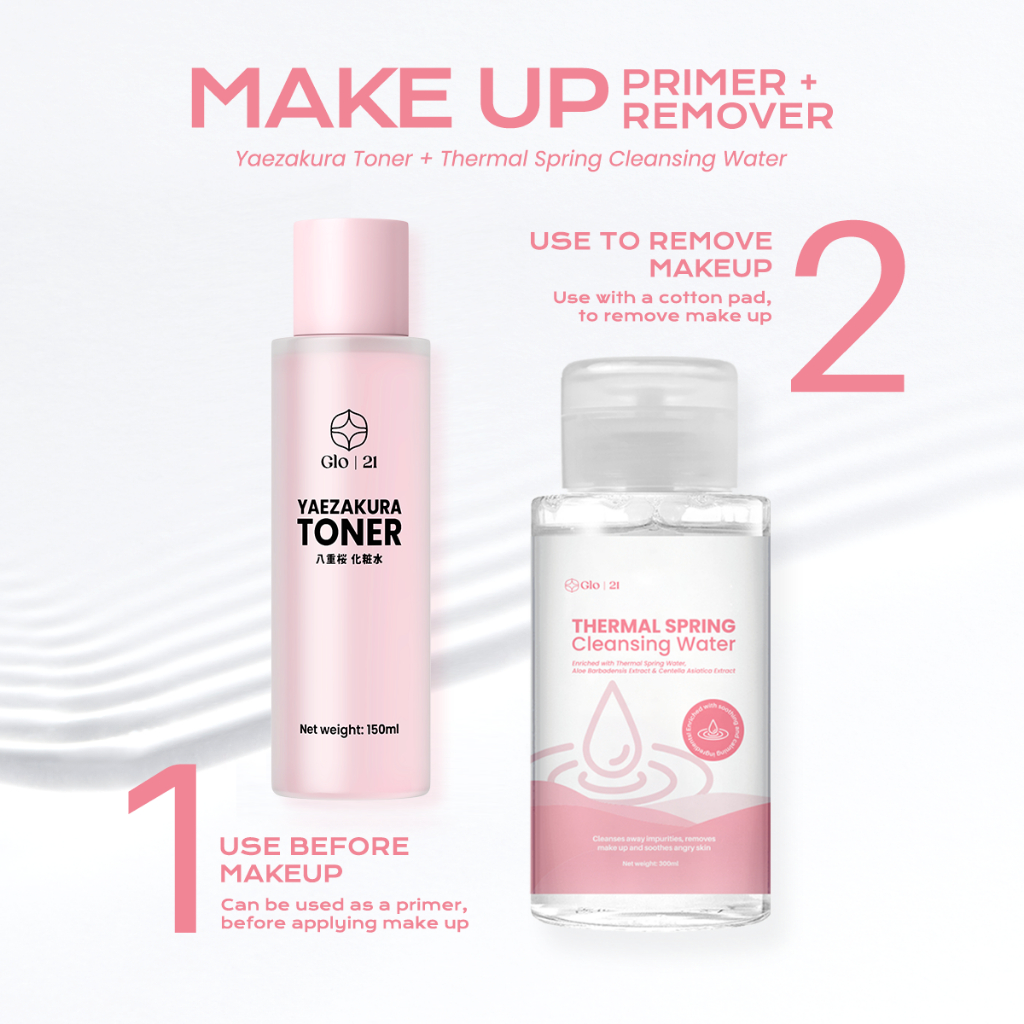 GLO21 Yaezakura Toner+GLO21 Thermal Spring Cleansing Wate | Shopee ...