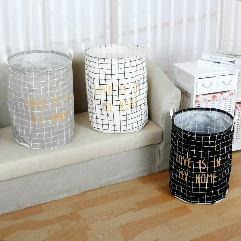 Foldable Laundry Basket with Cover Waterproof Canvas Hamper Clothes ...