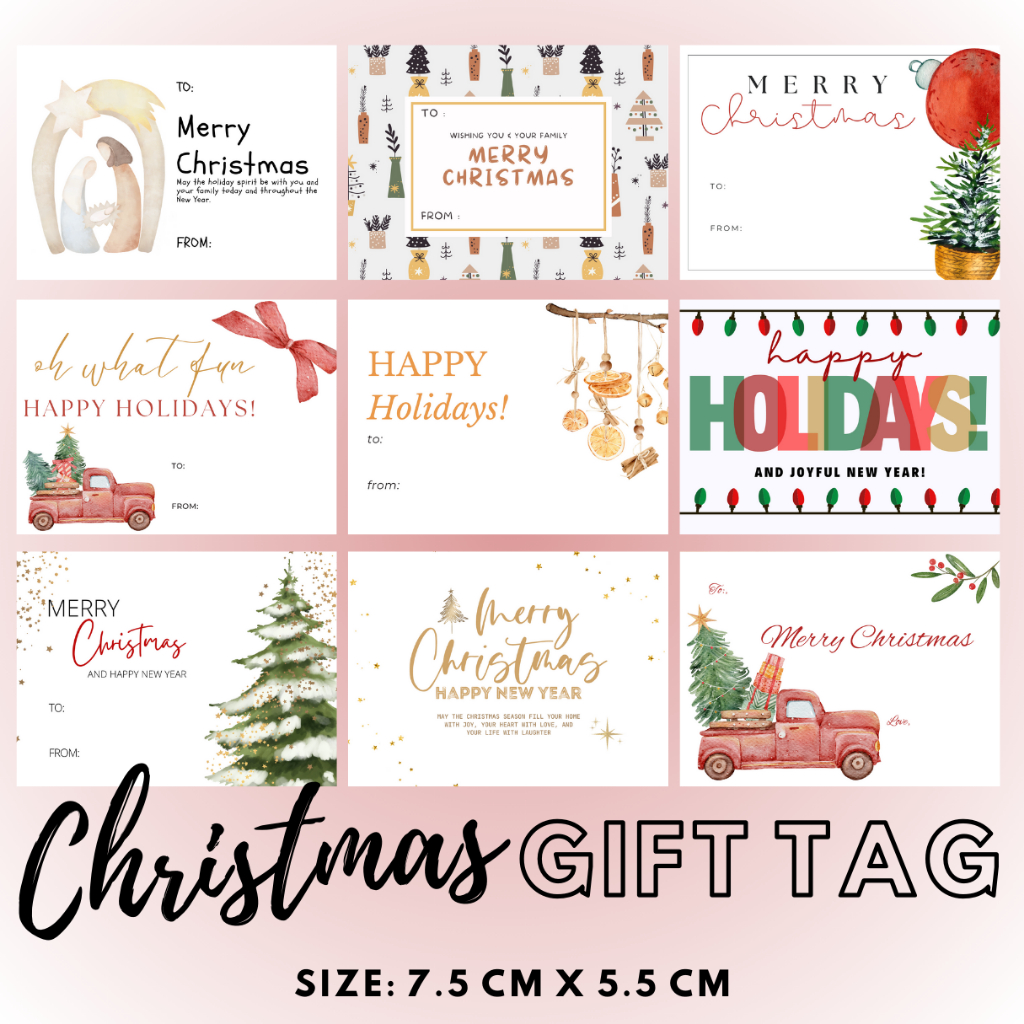 10 Pcs Christmas Tag | Gift Tags | White Lovely Gift Tags 7.5 cm x 5 ...