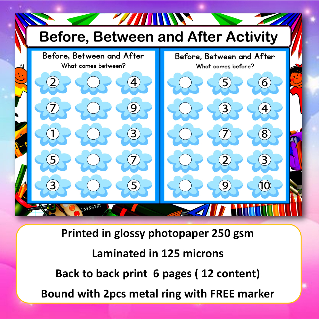 Number activity before between and after educational worksheet ...