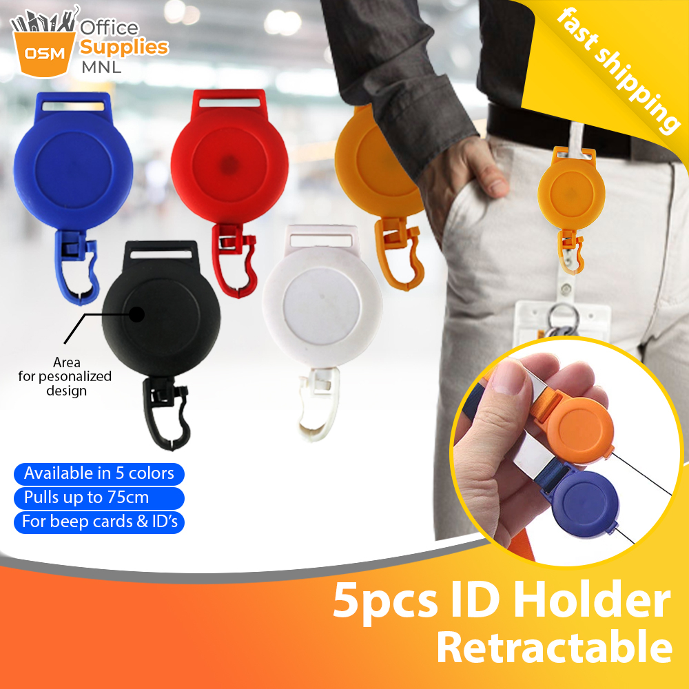 5pcs Retractable Reel Pull Key ID Holder Reel Badge Holder | Shopee ...