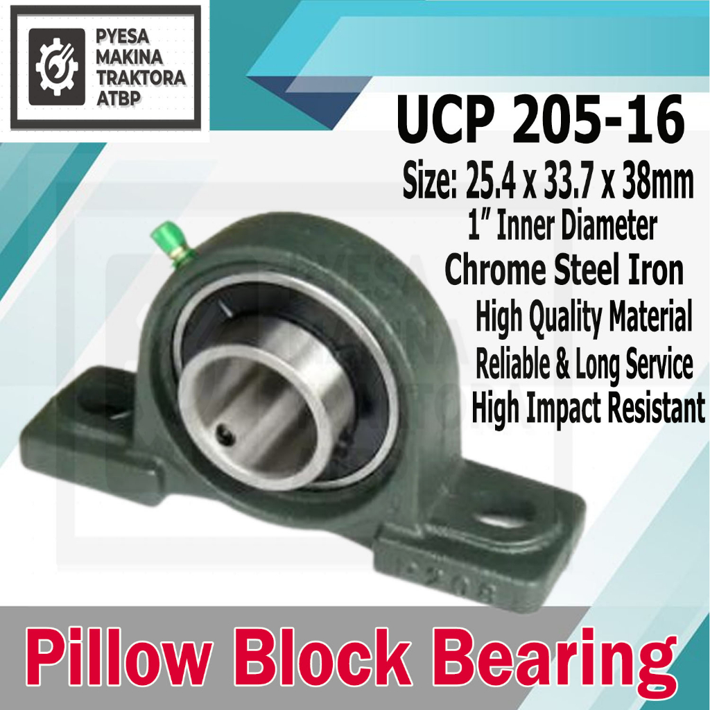 Pillow Block Bearing UCP 205-16 1 inch Chrome Steel Iron P205 Bearings with 1" Bore Mounted ...