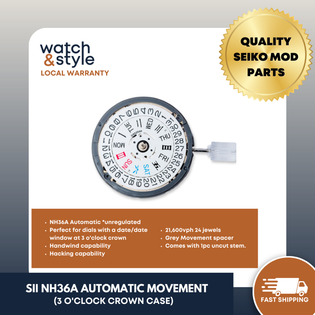 Seiko (TMI) NH36A Automatic Movement (3 o'clock crown case) | Shopee ...
