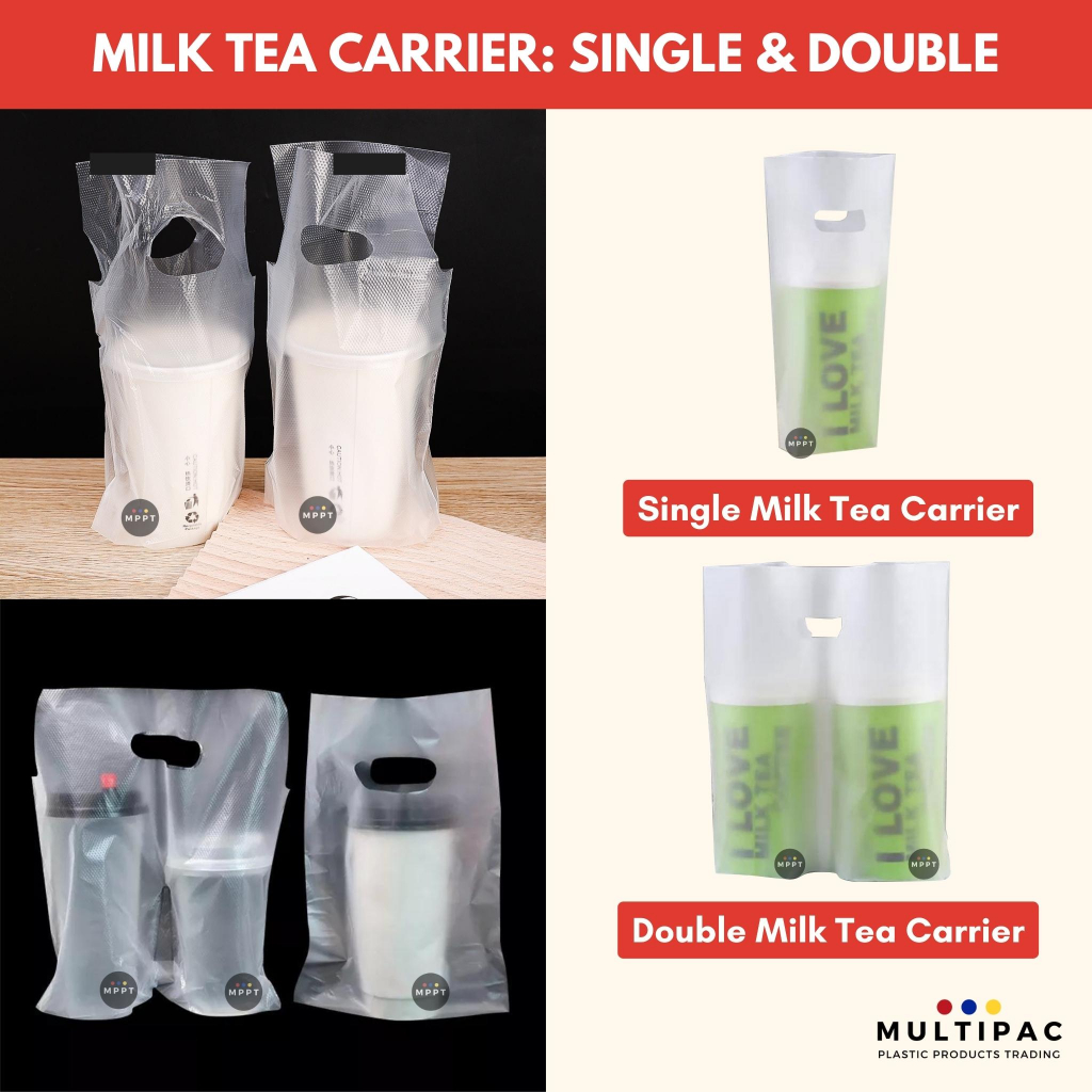 [100 PCS] - Milk Tea Carrier Plastic (Single, Double) | Shopee Philippines