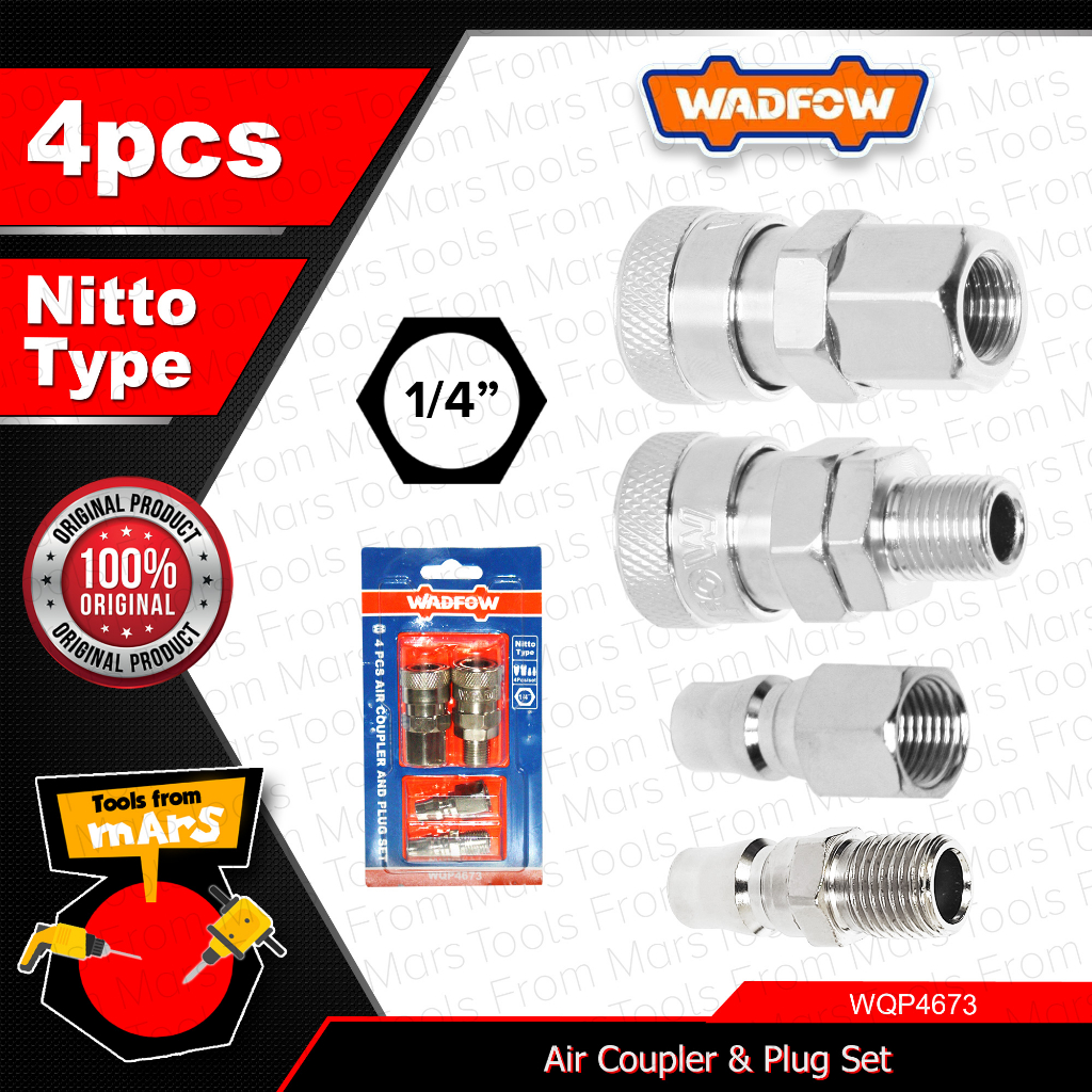 WADFOW Air Coupler and Plug Set 1/4" 4PCS Nitto Type Quick Plug ...