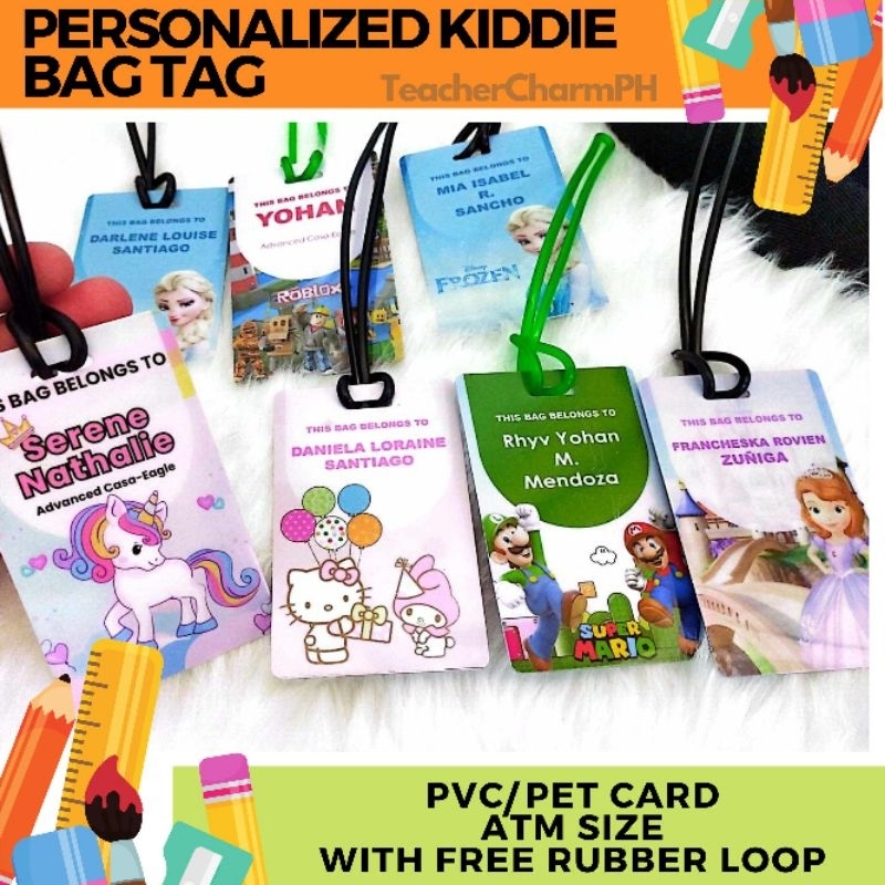 PERSONALIZED BAG TAGS FOR KIDDIES (PVC/PET CARD) ATM SIZE | Shopee ...