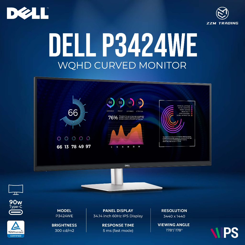 PRE ORDER DELL P3424WE WQHD CURVED MONITOR 34.14 inch 3440 x1440 Res ...