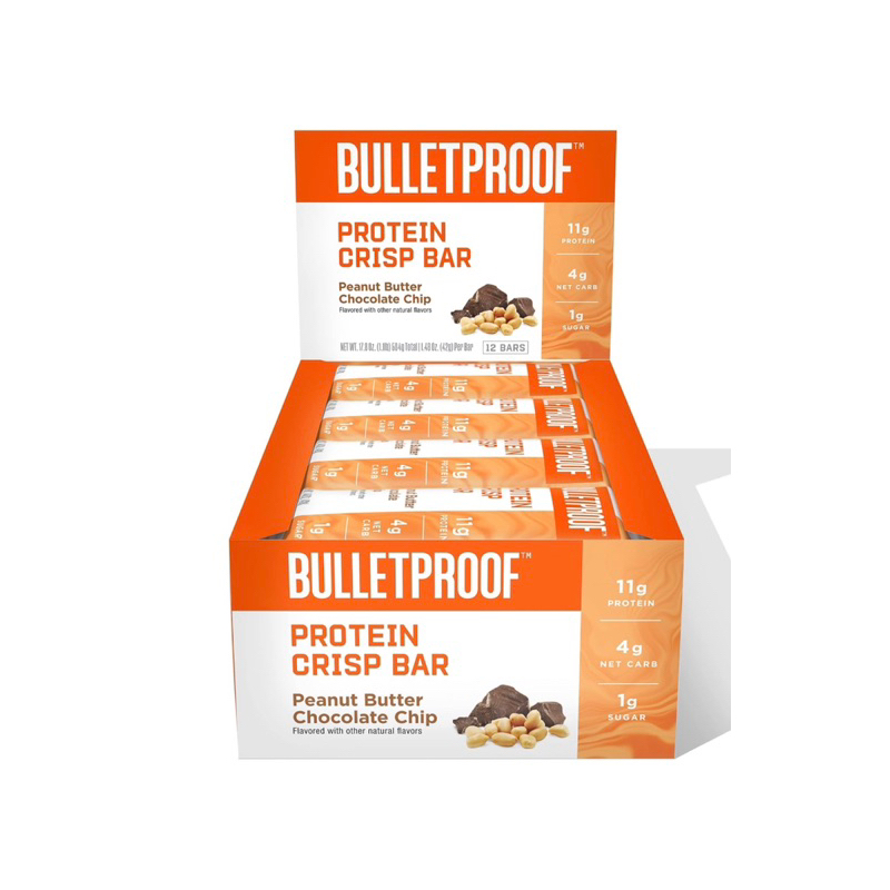 Bulletproof Protein Crisp Bars, Peanut Butter Chocolate Chip, 12 Pack ...