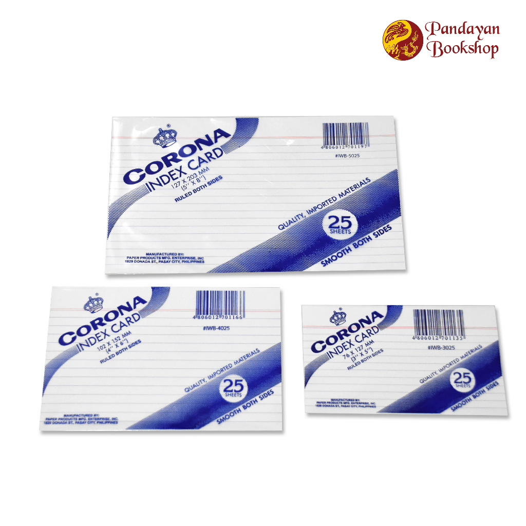Corona Index Card 25s (3x5" | 4x6" | 5x8") | Shopee Philippines