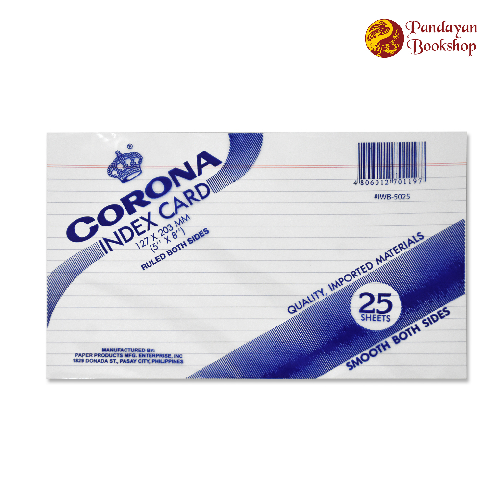 Corona Index Card 25s (3x5" | 4x6" | 5x8") | Shopee Philippines