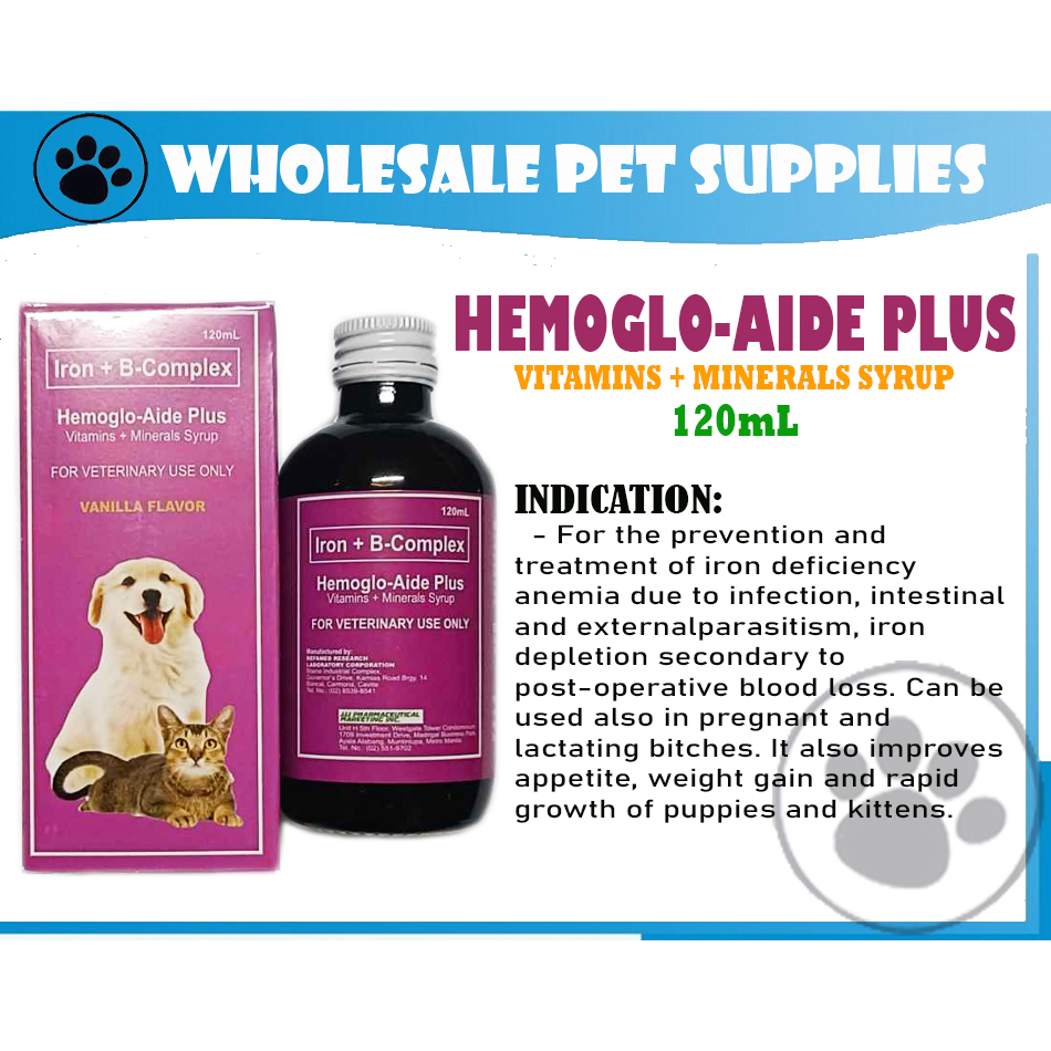 HEMOGLO-AIDE PLUS (Vitamins & Minerals) for Pets 120mL | Shopee Philippines