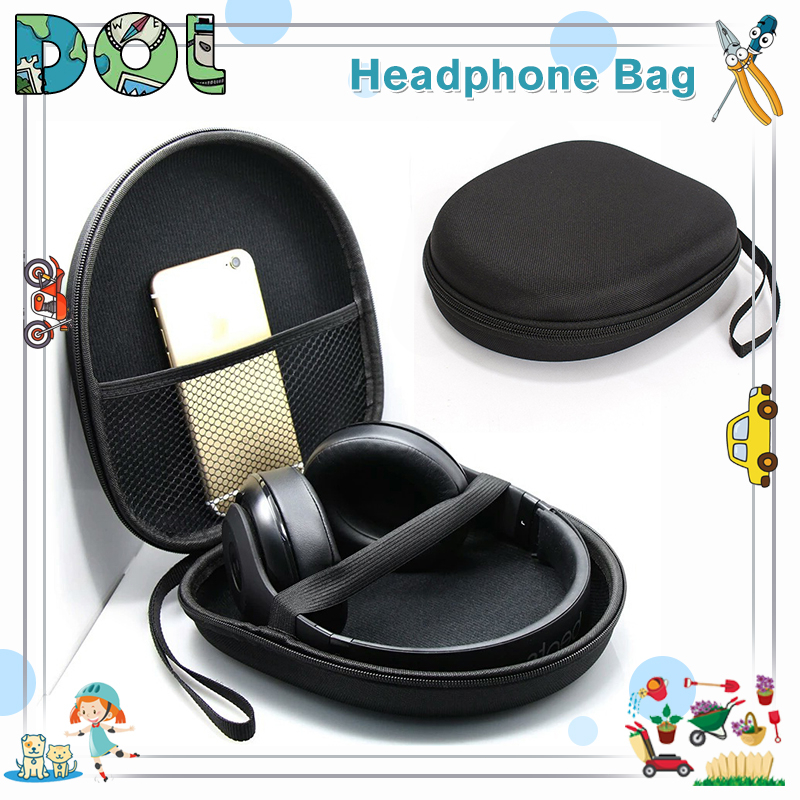 Black Over-Ear Headphone Organizer Universal Headphone Case Full ...
