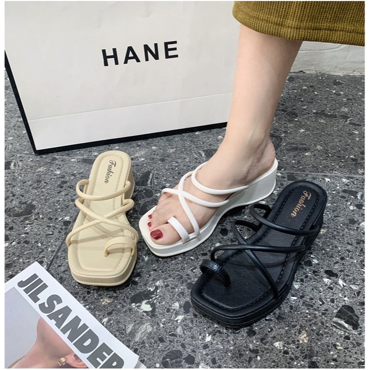 Yvon 4CM High Flat Sandals shoes for women Korean Fashion Footwear ...