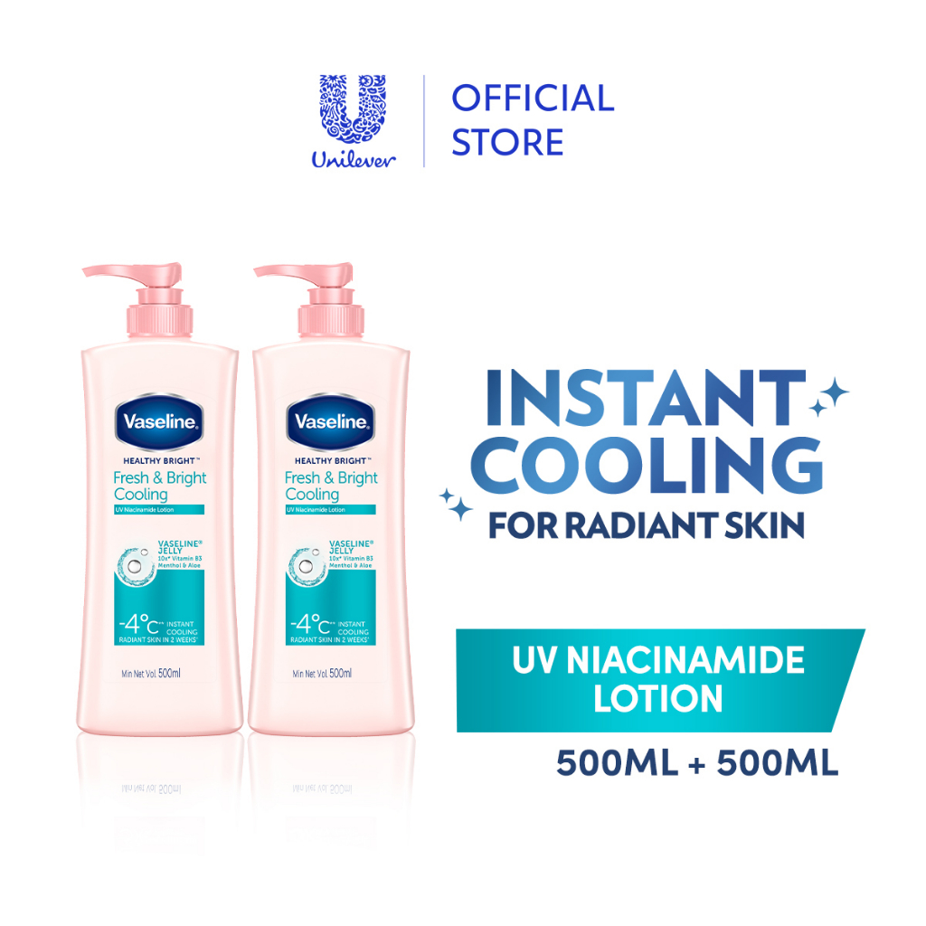 Vaseline Healthy Bright Fresh & Bright Cooling Lotion 500ml x2 | Shopee Philippines