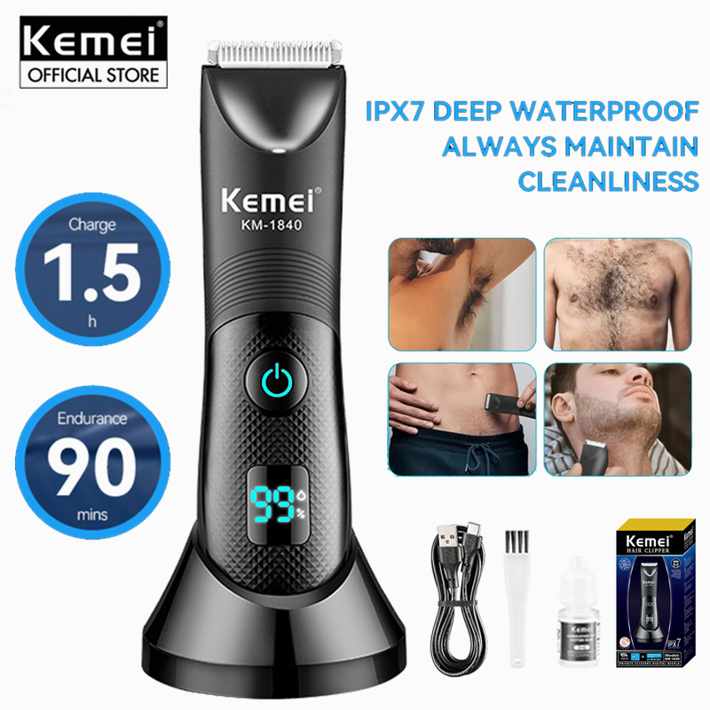Kemei KM-1840 Electric Body Clipper Pubic Hair Trimmer For Men Private Parts Hair Cutting Machie ...