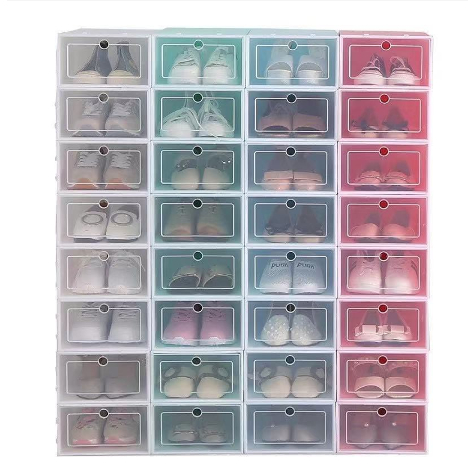 (13h)Shoe Storage Boxes,Clear Plastic Stackable Candy Colorful Shoe ...