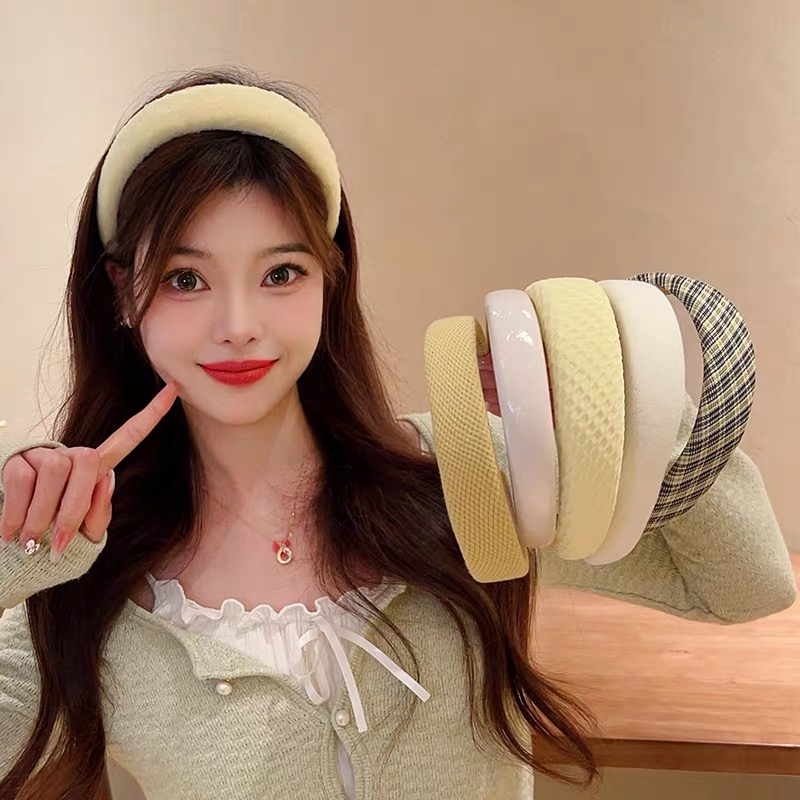 Yellow Solid Color Hair Band Female Head Cap Band Female Hair Ornament ...