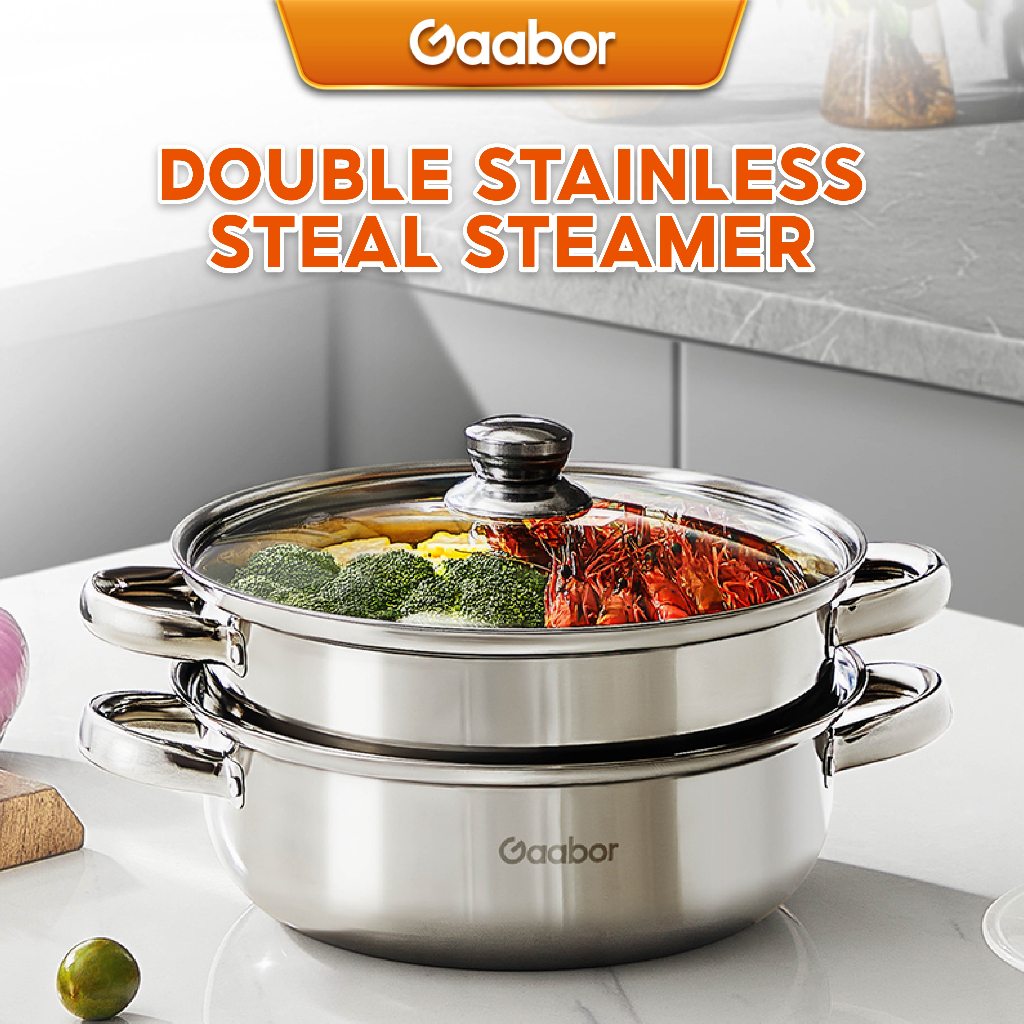 Gaabor Double Stainless Steel Pot Steamer | Shopee Philippines