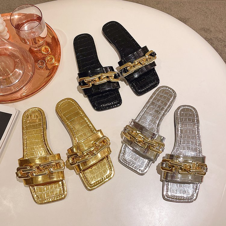 Summer Walk New Chain Sandals For Women Korean Style Leathe Sandals ...
