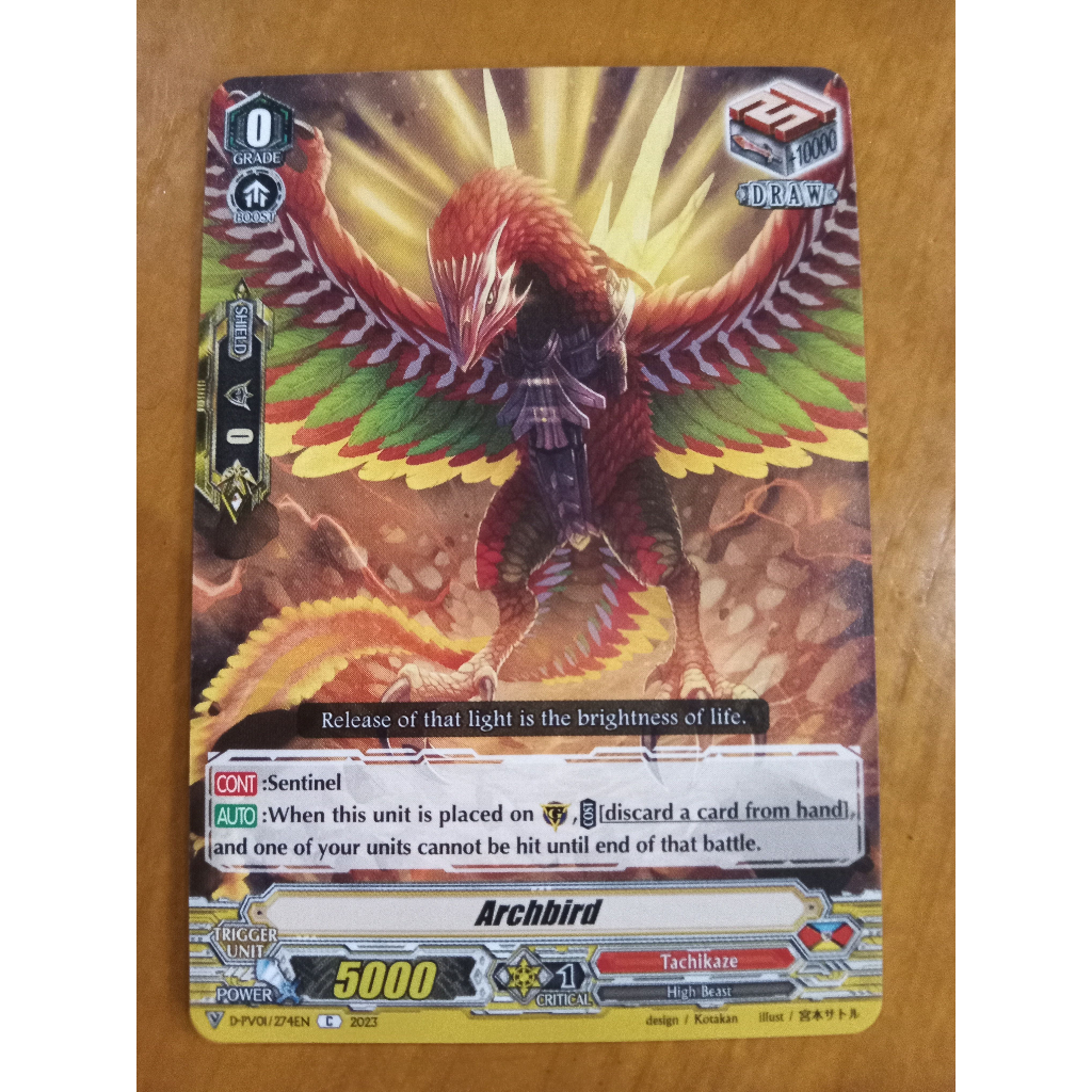 CFV Archbird SS03/PV01 Tachikaze Draw PG Sentinel Cardfight Vanguard ...