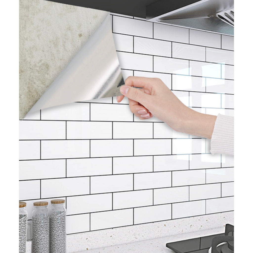 kitchen Bathroom Self-adhesive Wall paper Waterproof Stickers Anti-oil ...