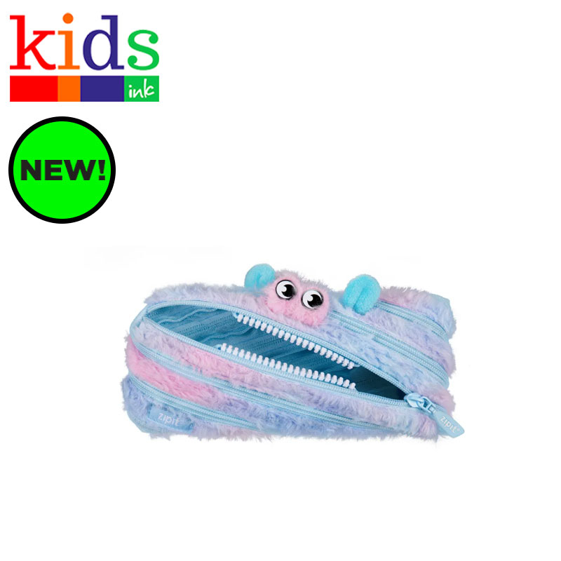 Zipit Pouch With Loops Blue & Pink Furry Monster - Kids Ink | Shopee ...