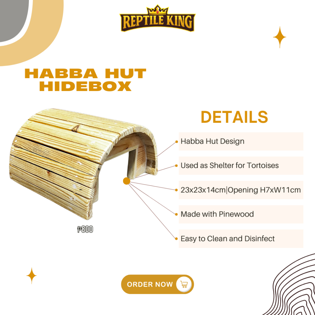 Pinewood Habba Hut Cave/Hidebox Hiding Box for Tortoise Reptile Gecko ...