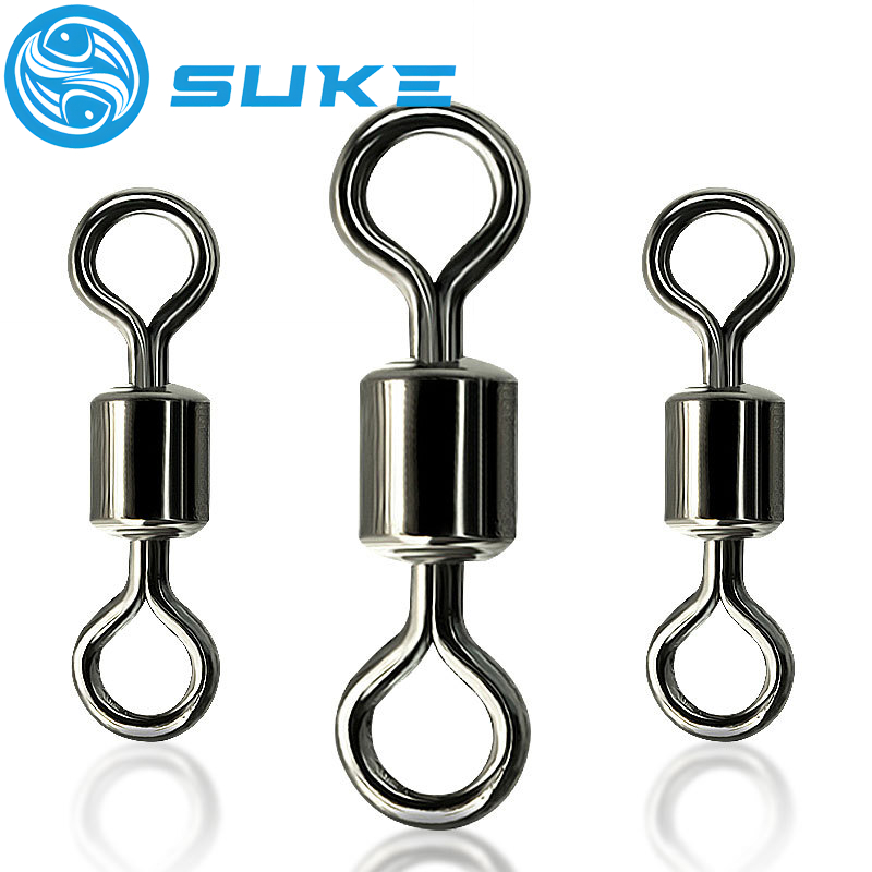 SUKE 30Pcs Fishing Barrel Bearing Rolling Swivel Ring Fishing Line ...