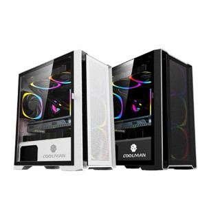 Coolman Ruby Mid-Tower Micro-ATX Gaming Case Case w/ 3 RGB Fans, Slide ...