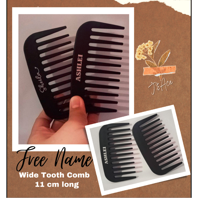 (Free Name) 1pc Customized 11cm Wide Tooth Hair Comb Black Haircare for ...