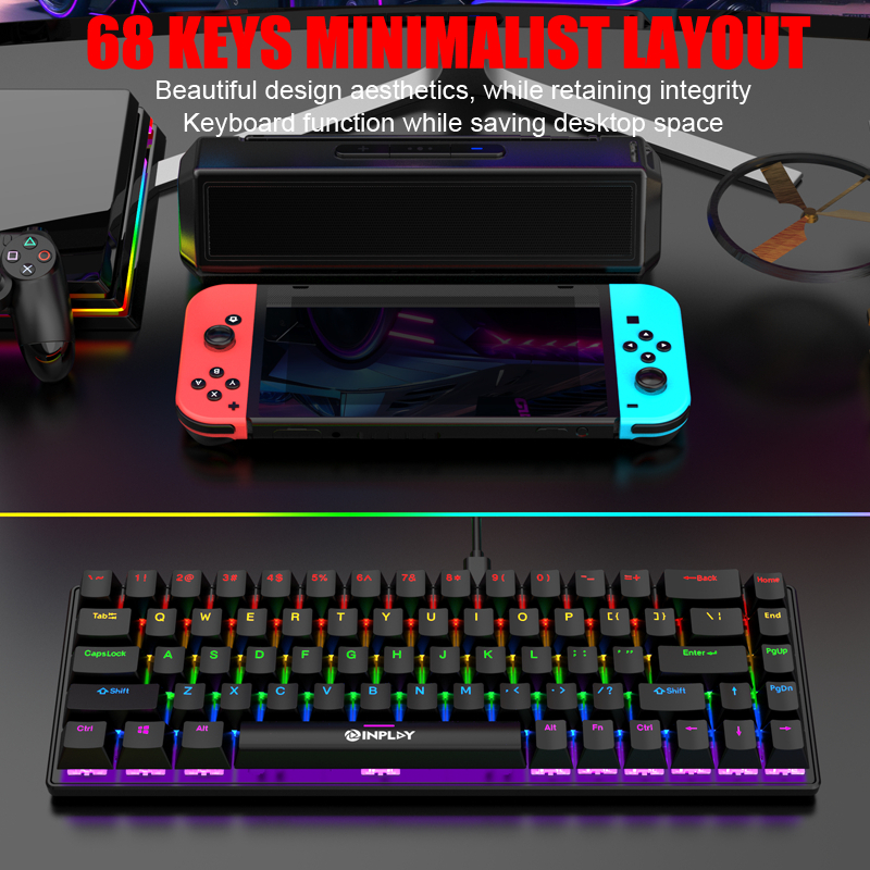 Inplay NK680 Mechanical Rgb Keyboard Gamer Keyboard 68 key With Red ...