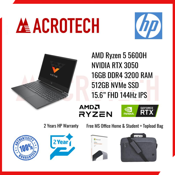 HP Victus Gaming 15 FB0089AX Gaming Laptop Ryzen 5 5600H Nvidia RTX 3050 8GB RAM 512GB SSD ...