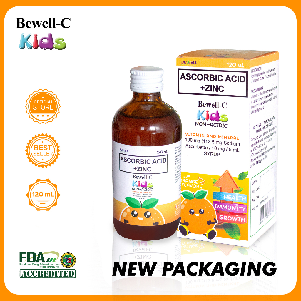 Bewell-C Kids Non-acidic Vitamin C with Zinc 120ml Bottle | Shopee ...