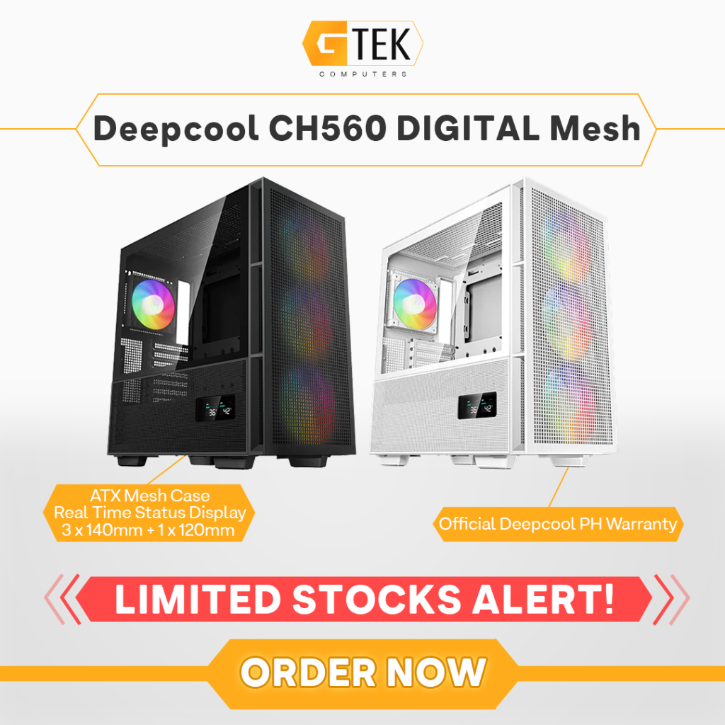 Deepcool CH560 Digital Black / White Mesh w/ Real Time LED Status Display ATX Case | Shopee ...