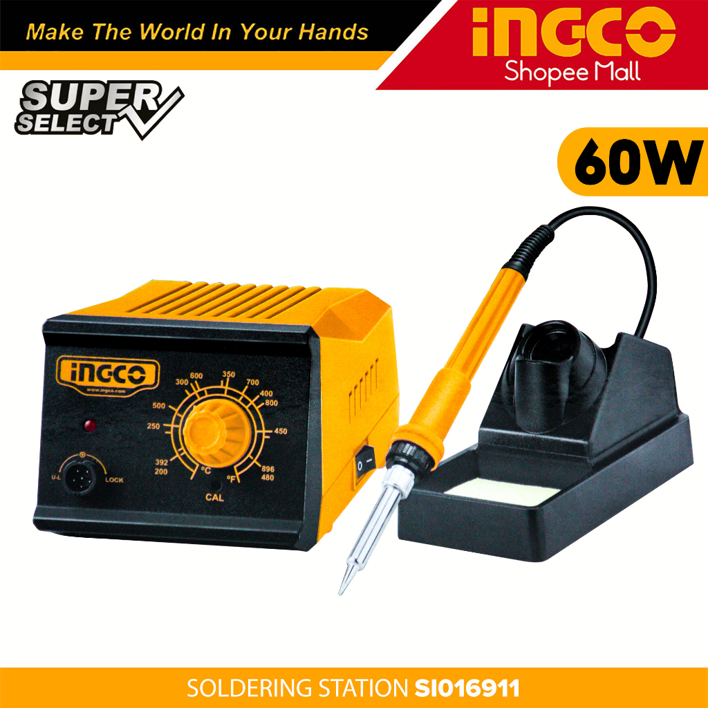 INGCO Adjustable Temperature Electric Soldering Iron Station 60W Straight Tip SI016911 IHT ...