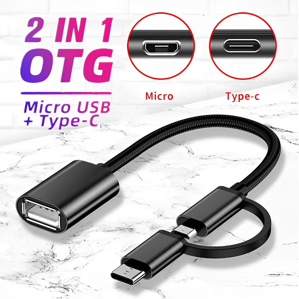 2 in 1 USB OTG Cable Adapter to Micro USB+Type-C Connector USB Interface Converter | Shopee ...