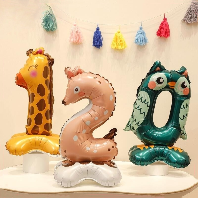 23 Inch Standee Animal Number Balloons Cartoon Animal Figure Air ...