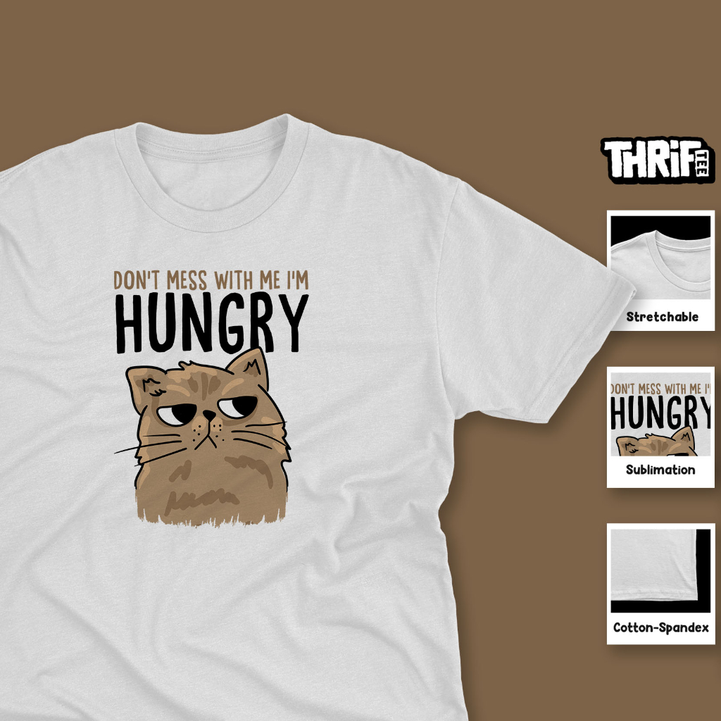 Angry Cat T-shirt. White Graphic Tees Sublimation Print. Unisex T-Shirt ...