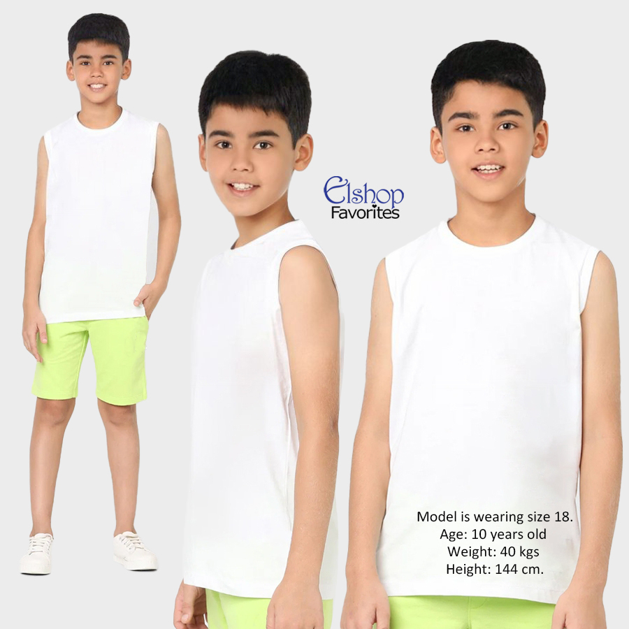 3 pcs Kids Muscle Tee Plain White for Boys 2-13 yr old School & Daily ...